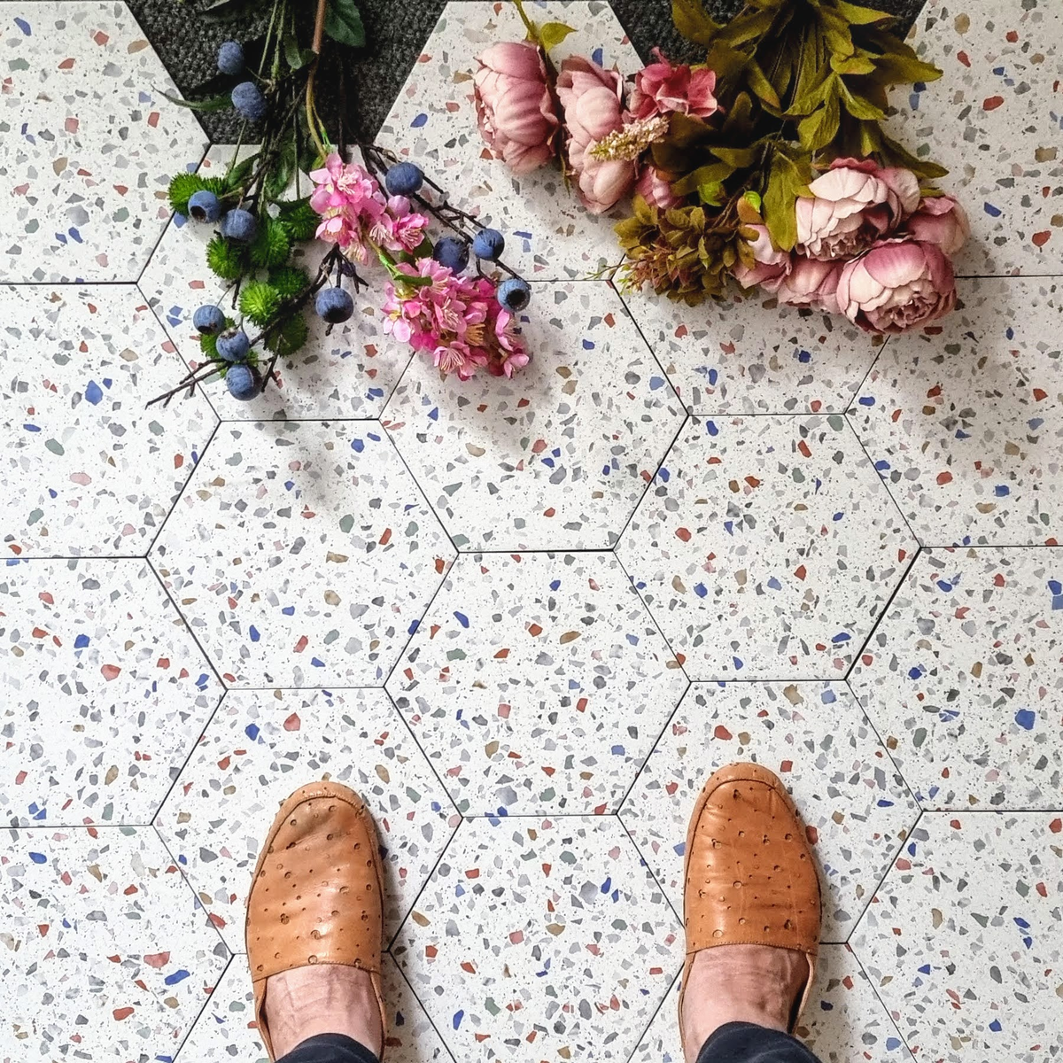 Gelato Tutti Frutti Hexagon | Terrazzo Style | 22cm x 25cm — Your Tiles