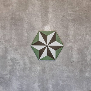 Babylon Starburst Hexagon Green Tiles 18.7cm x 21.6cm — Your Tiles