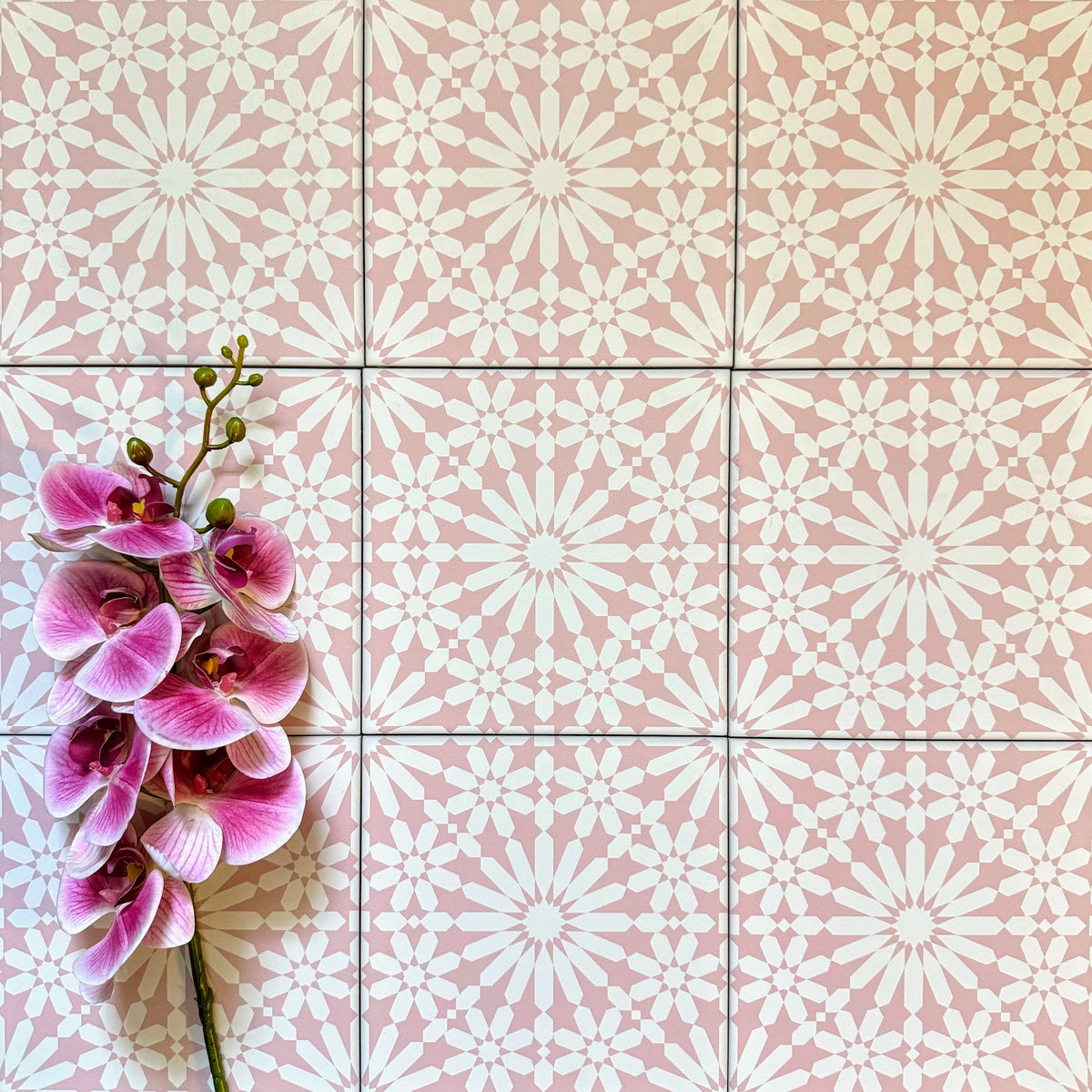 Fez Rose Moroccan Pattern Tile 20cm x 20cm — Your Tiles