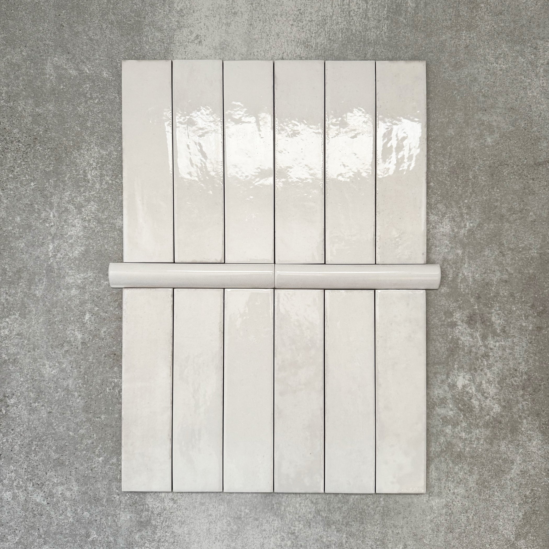Nomad White Bullnose | Pencil Border Tiles | 3cm x 20cm — Your Tiles