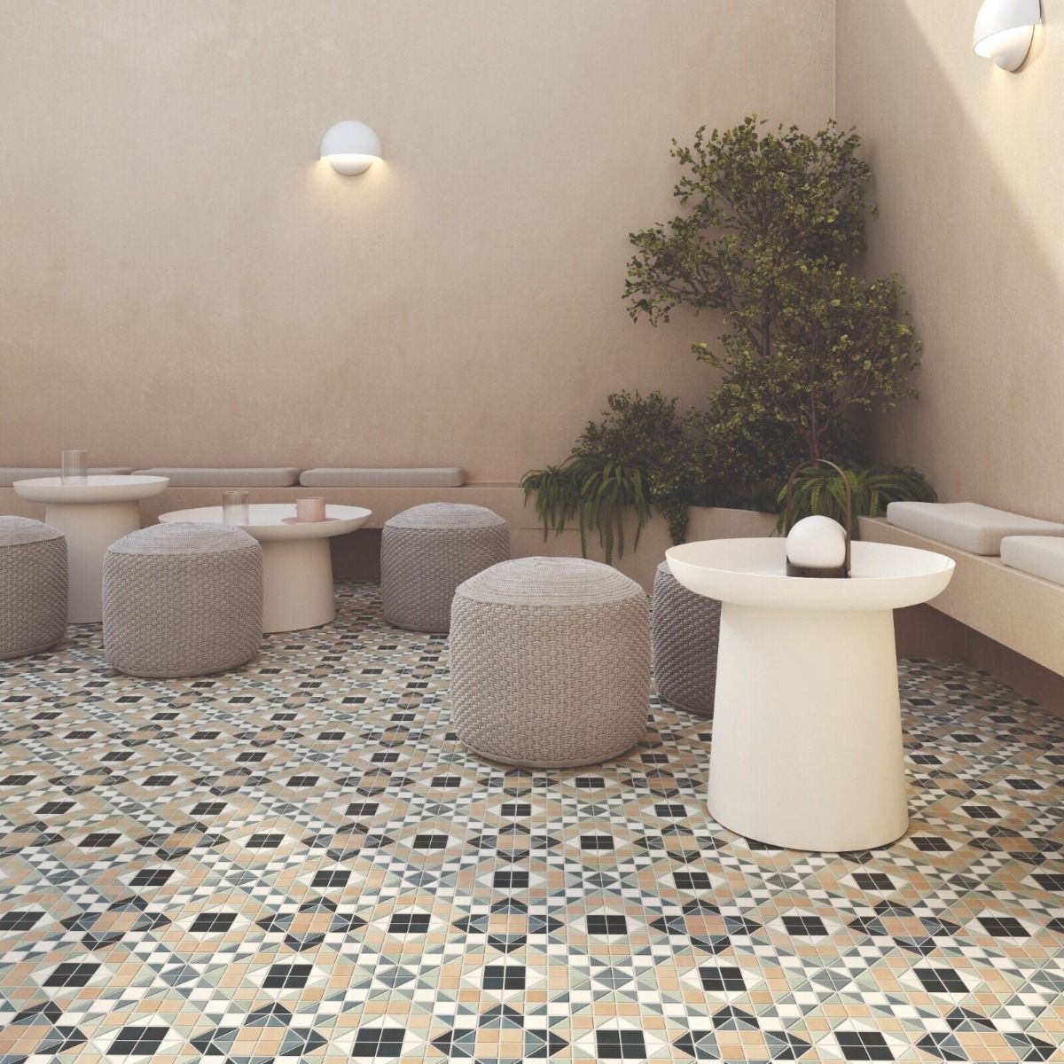 Abbey Marina PLUS Mosaic Victorian style patterned Tiles 28cm x 28cm ...