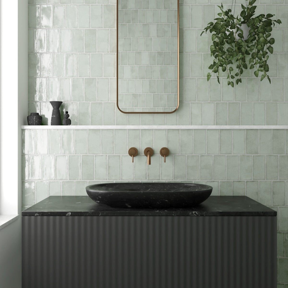 Dordogne Matcha Green Rustic Gloss Wall Tiles 7.5 X 15cm — Your Tiles