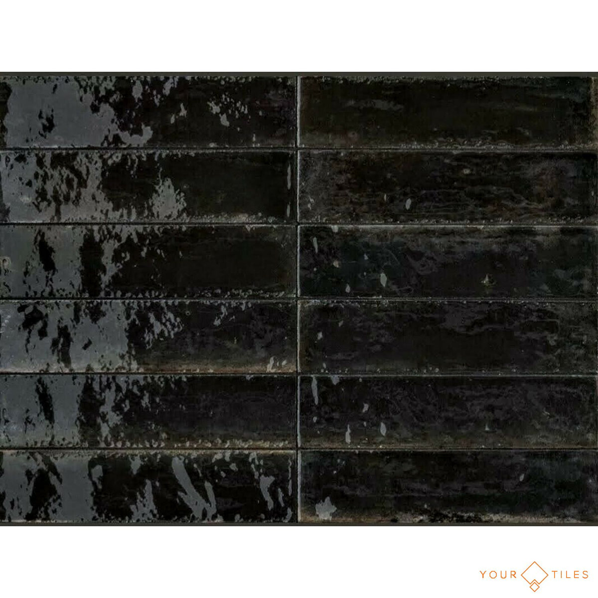 FULL TILE SAMPLE Levent Black Porcelain Wall Tiles & Floor Tiles 6cm x ...