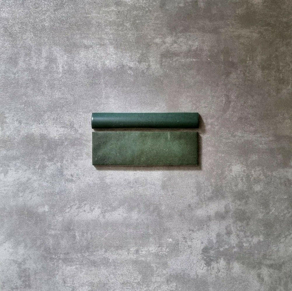 Zellige Bullnose Malachite Matt Green Pencil Border Tiles 3cm x 20cm ...