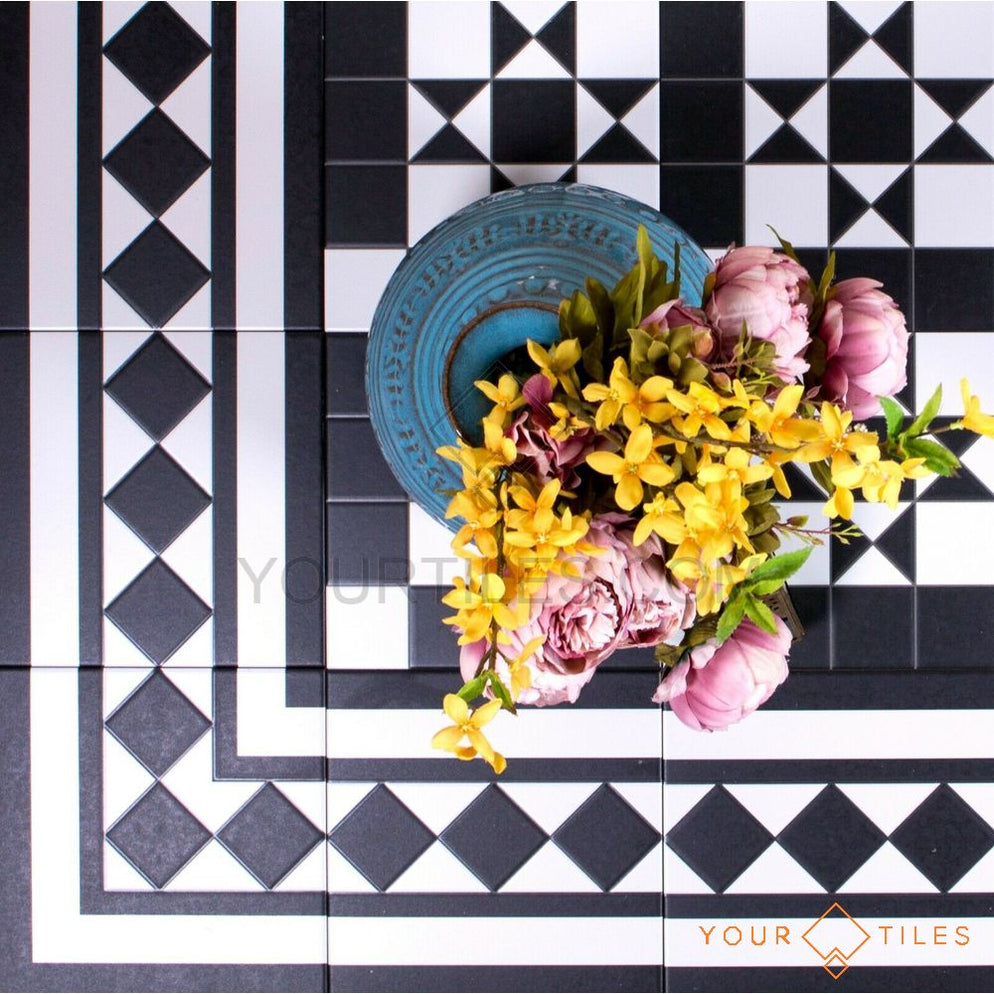 Haven Black Tile Corner Tile 25cm x 25cm — Your Tiles