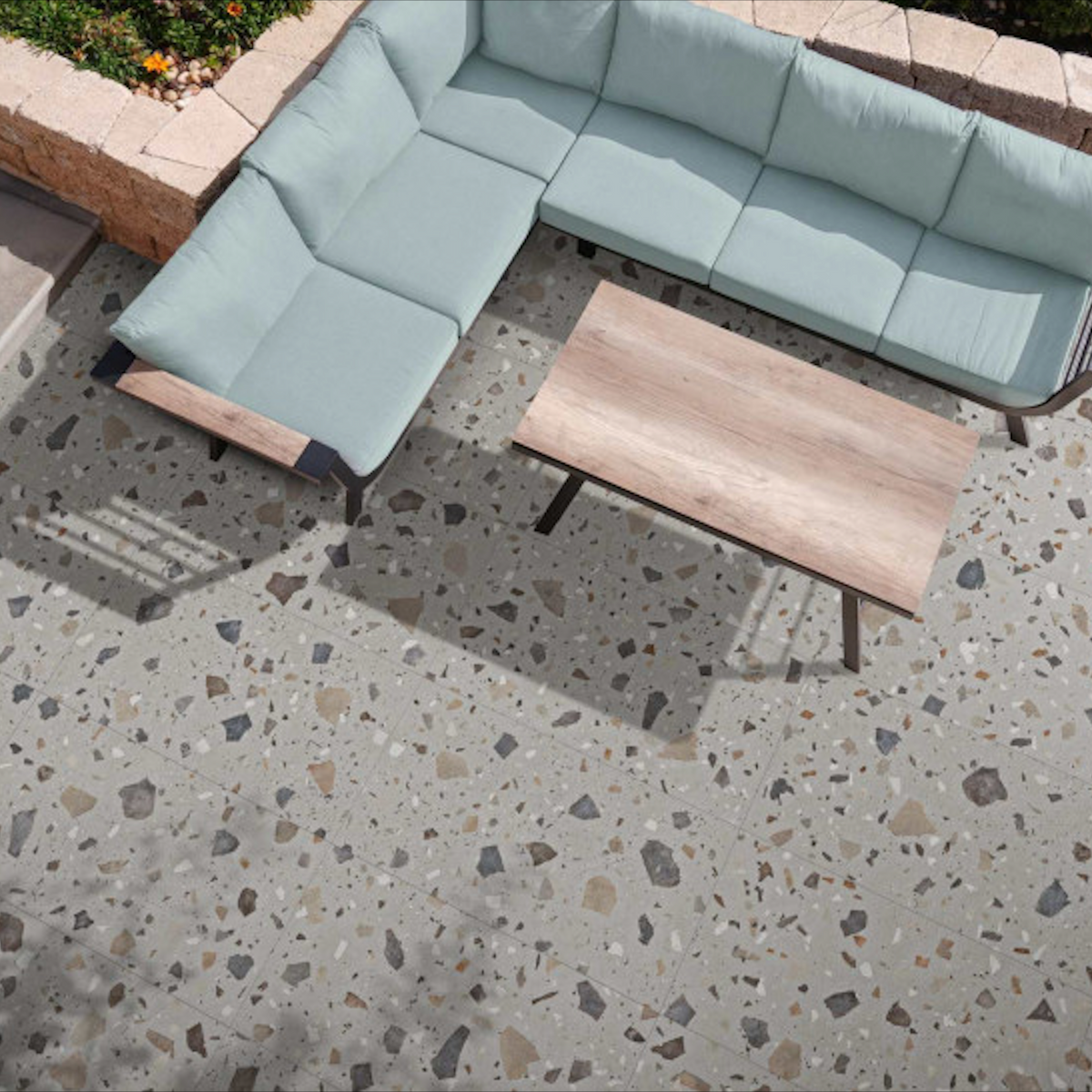 Lakestone Terrazzo Grey | 2cm Outdoor Porcelain Tile Slabs | 50cm x 10 ...