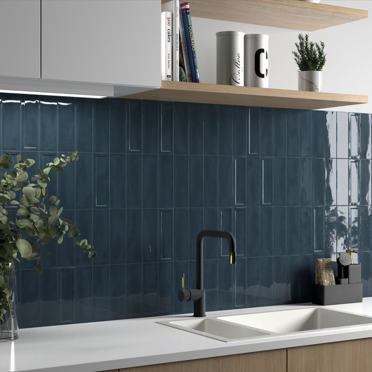 Osaka Brick Tile Blue Moroccan Handmade Tile Style 6.5cm x 20cm — Your ...