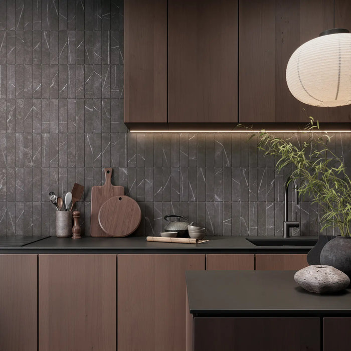 Amalfi Brick Nero Vintage Marble Wall & Floor Tiles 5.4cm x 22cm — Your ...