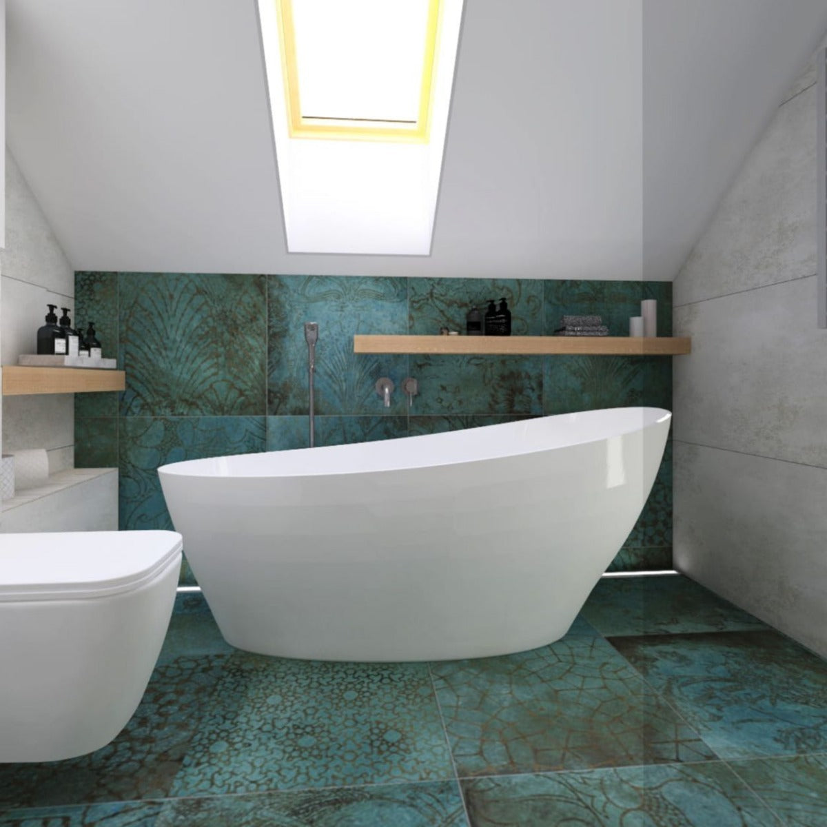 Verde Patterns Copper Oxide Metallic Wall & Floor Tile 60cm x 60cm ...