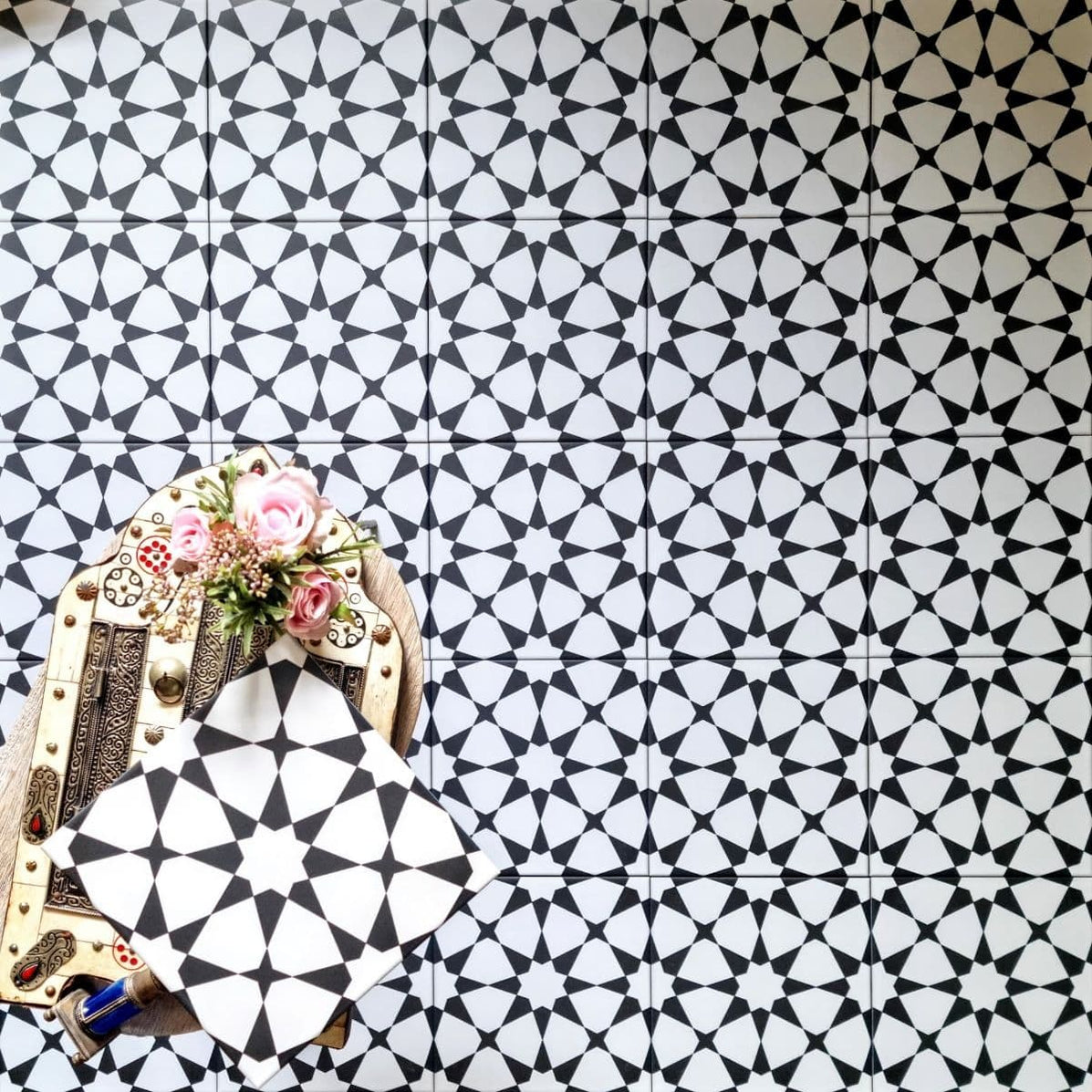Agadir Black & White | Moroccan Style | 20cm x 20cm — Your Tiles