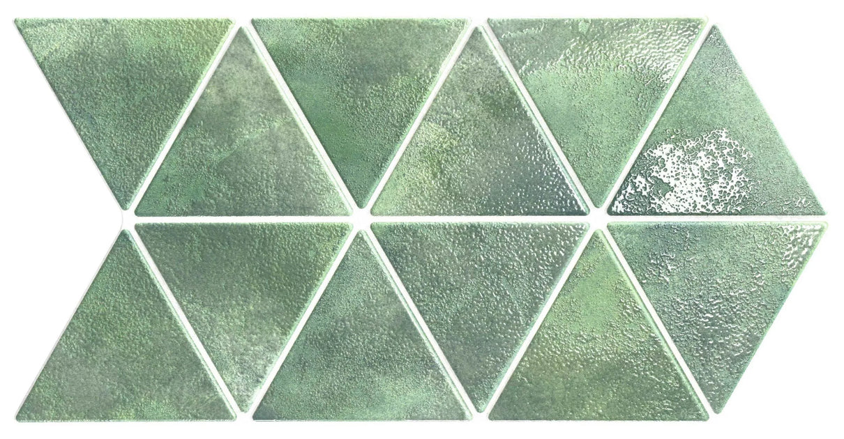 CUT TILE SAMPLE Enigma Lustre Glaze | Triangle Jungle Green | Porcelai ...