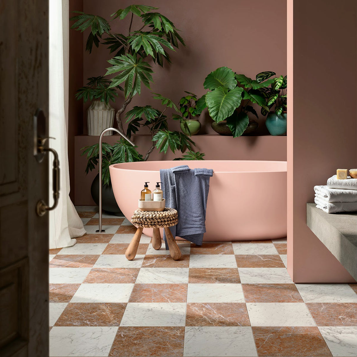 Vitoria Classic Rosso Marble Style Chequerboard Tiles | 30cm x 30cm ...