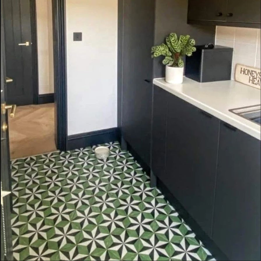 Babylon Starburst Hexagon Green Tiles 18.7cm x 21.6cm — Your Tiles