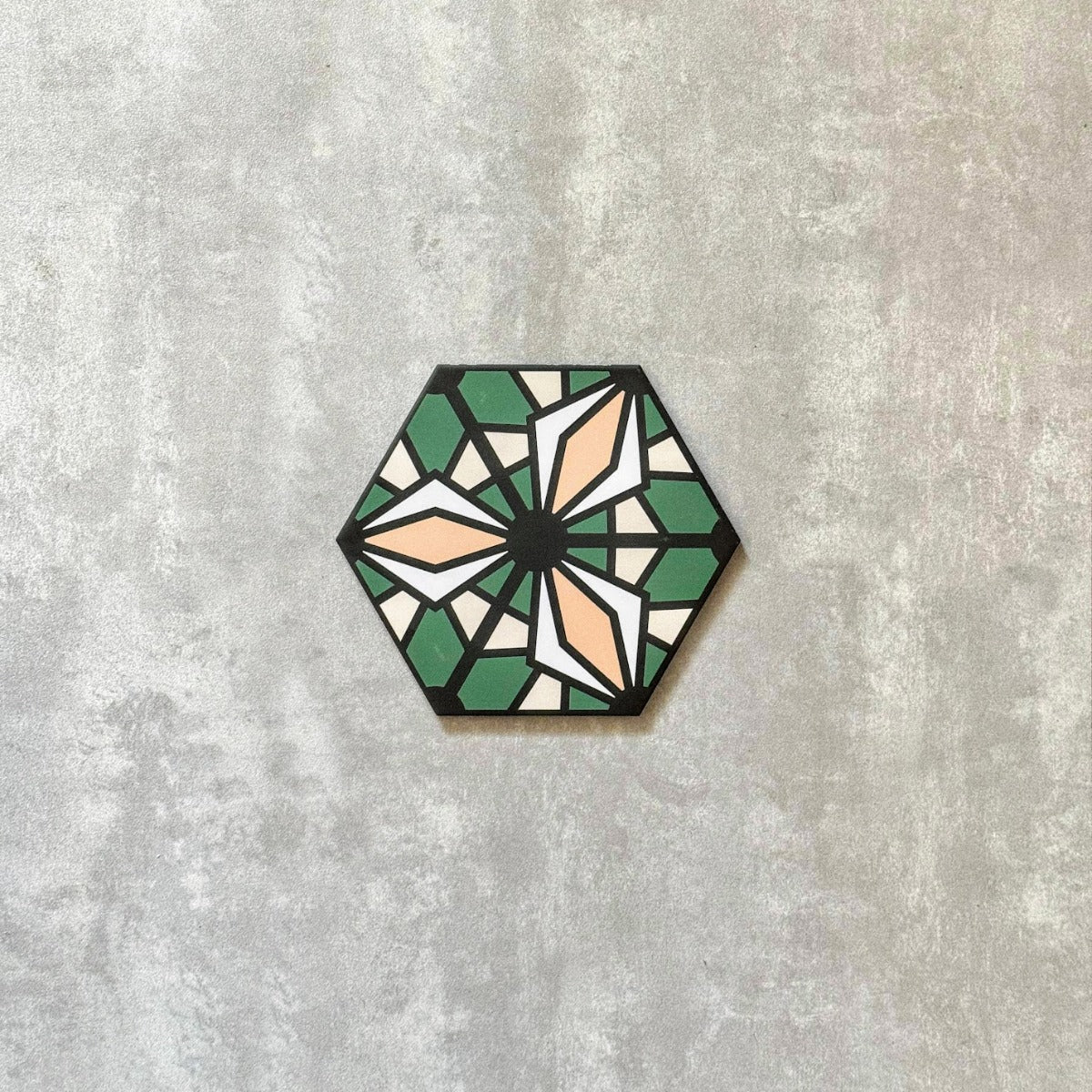 FULL TILE SAMPLE Babylon Temple Hexagon 18.7cm x 21.6cm — Your Tiles