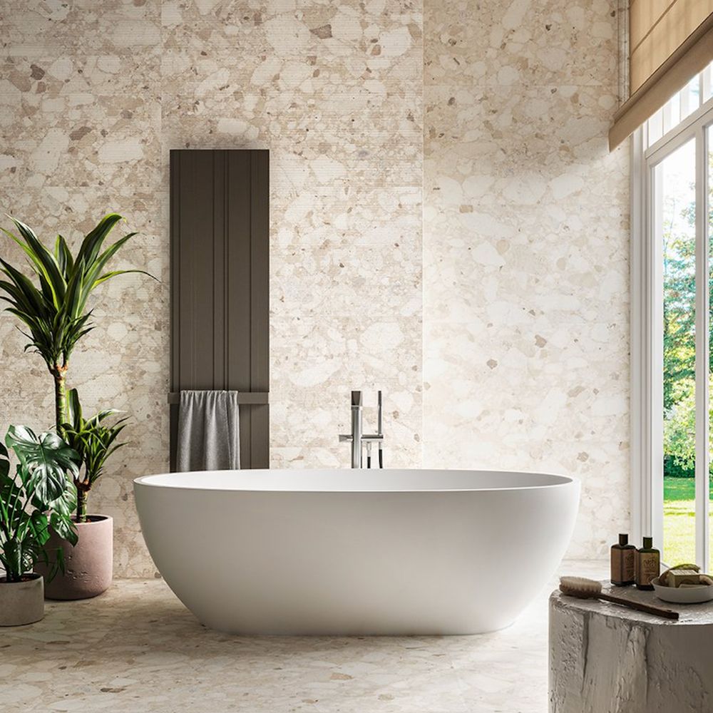 Venice Ivory Terrazzo Tile Matt Finish 60cm x 120cm — Your Tiles