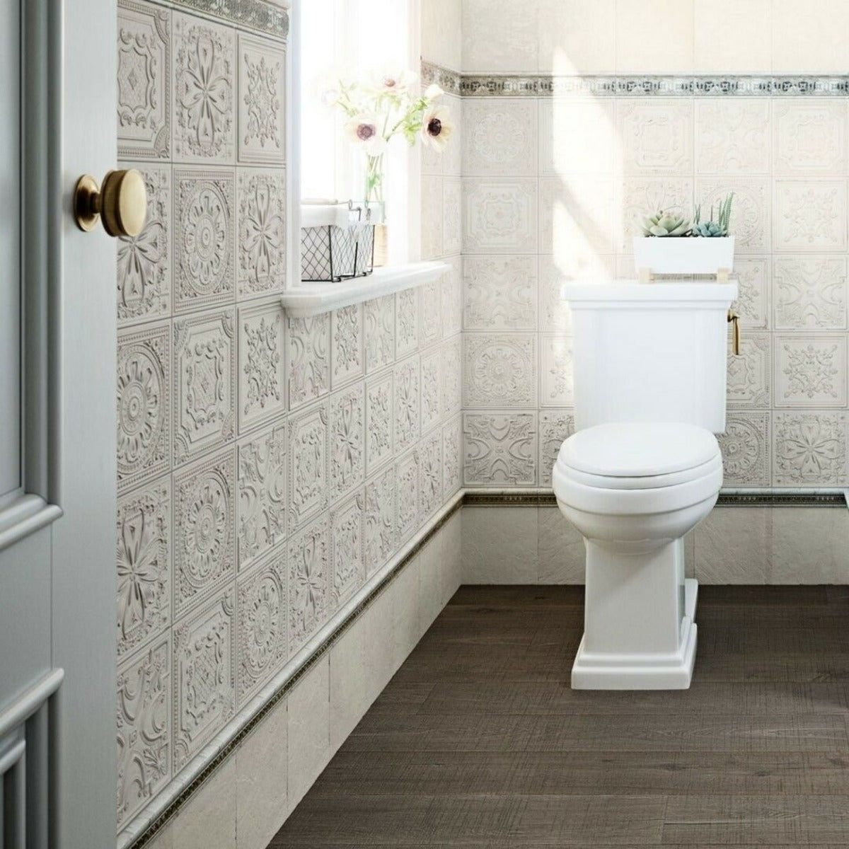 Regency Tin White Embossed Wall Panel Tiles — Your Tiles