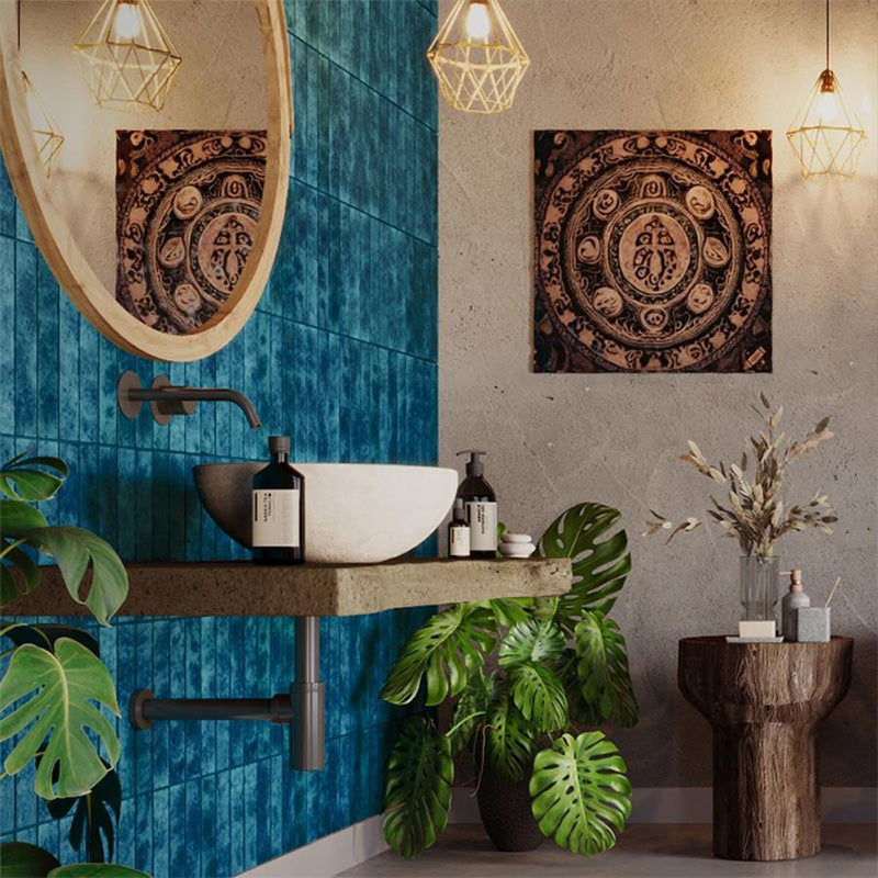 Bora Bora Amun Blue Brick | Flux Glaze Finish | Wall Tile | 6.5cm x 32 ...